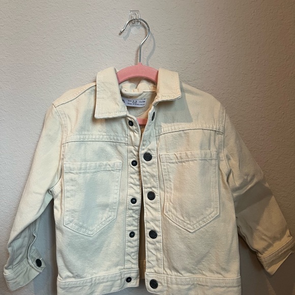 Zara | Jackets & Coats | Zara Cream Jean Jacket Classic Denim Style ...